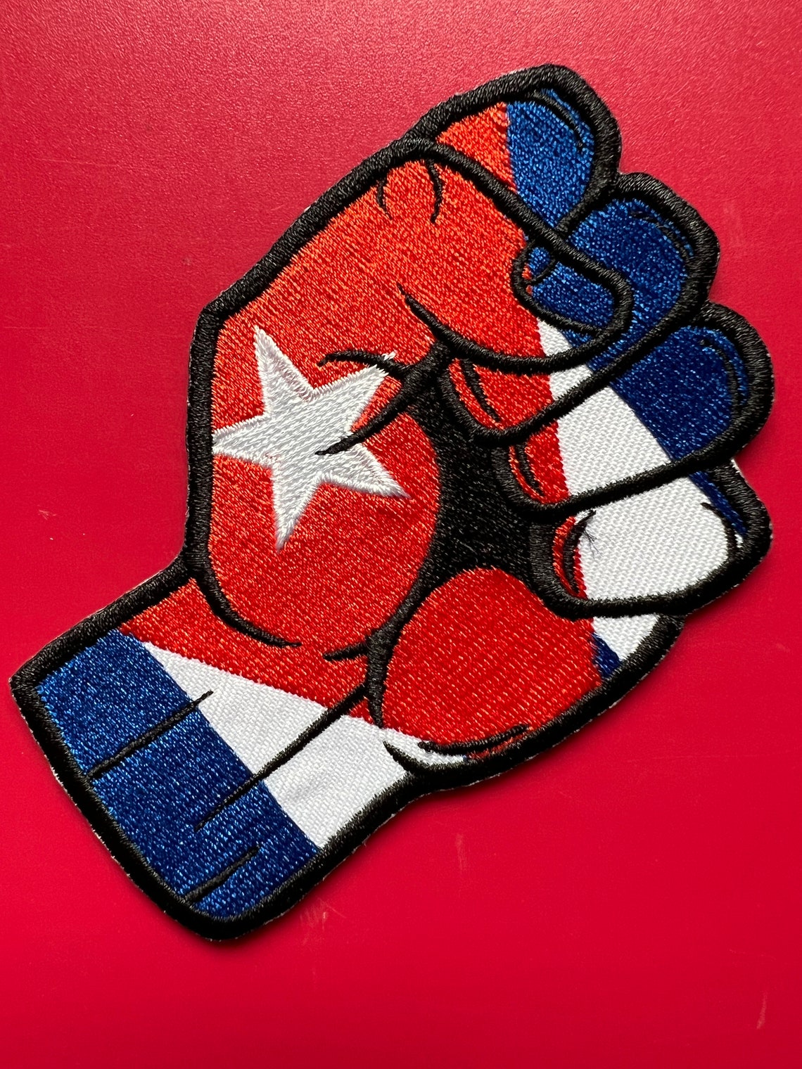 Cuban Flag Fist Patch 4x2.75 Iron on Embroidered Patch for Jackets ...