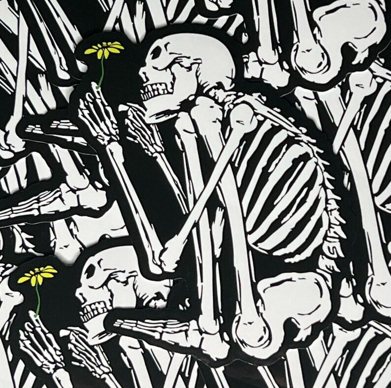 Skeleton Vinyl Sticker – Gothic Art Laptop & Water Bottle Decal ...