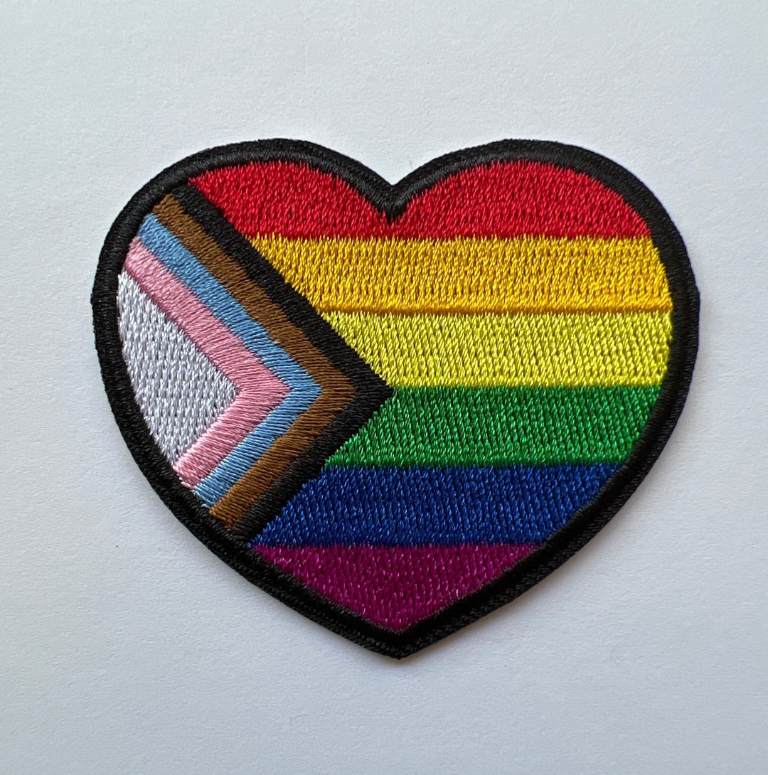 Pride Flag Rainbow LGBTQIA Embroidered Iron on Heart Patch - Etsy