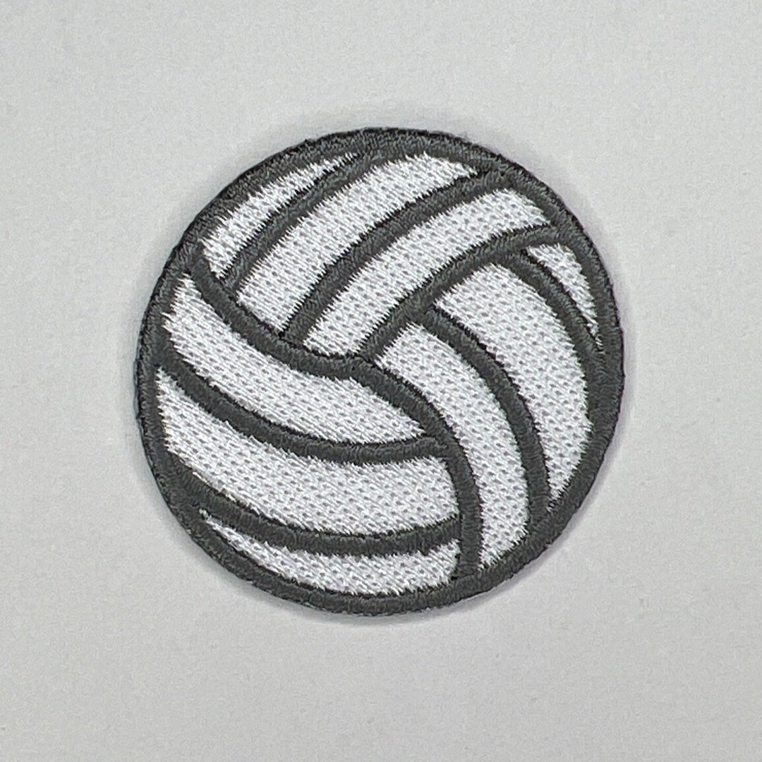 Silver & White Volleyball Patch - Embroidered Iron-on Sports Applique 2 ...