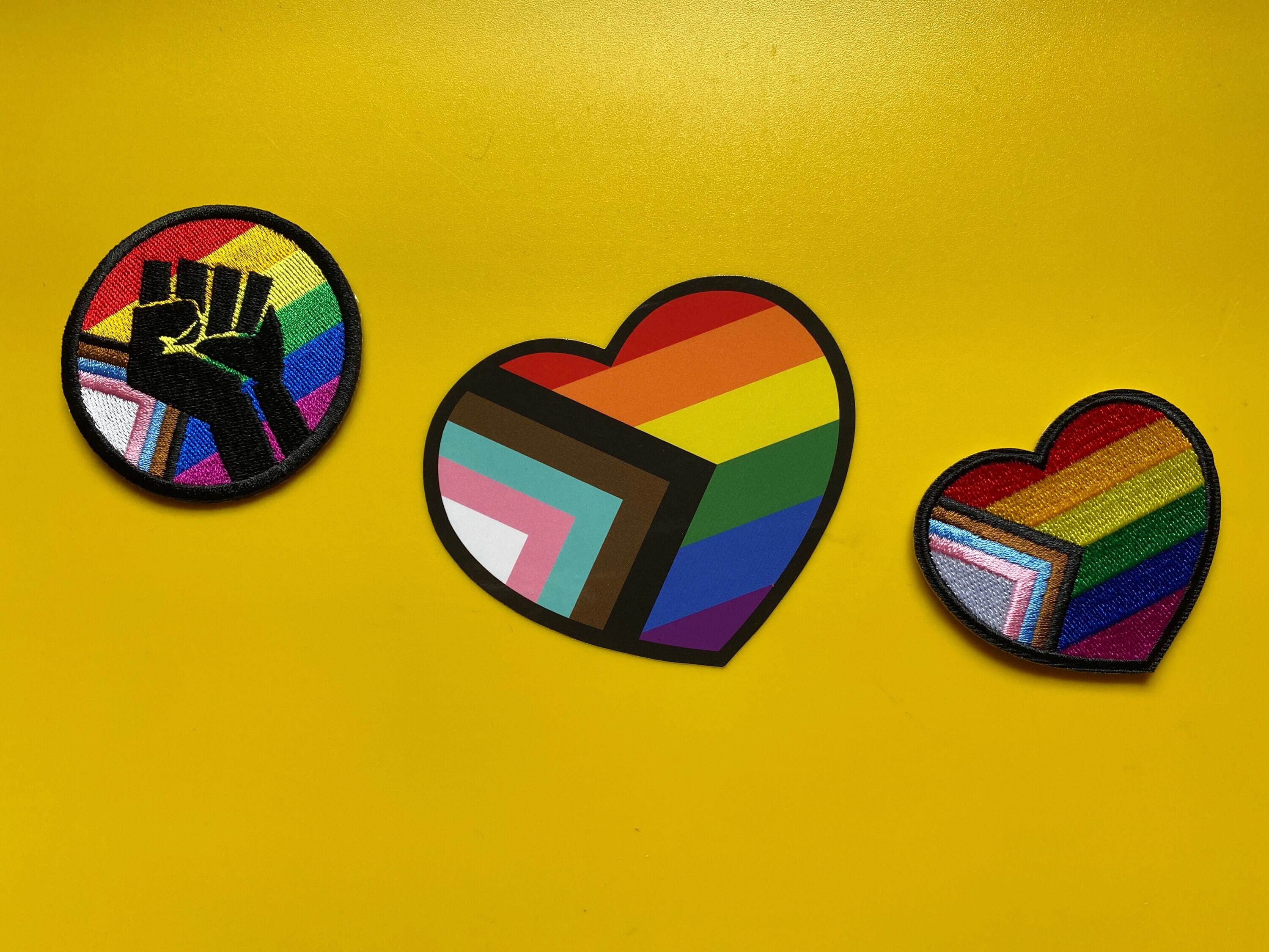 Pride Flag Rainbow LGBTQIA Embroidered Iron on Heart Patch or - Etsy