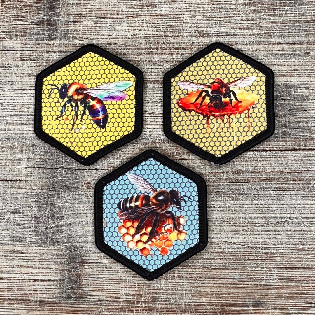 Honeycomb Patch 2” Hex Bee Iron-on – Beekeeper Gift, Pollinator Badge ...