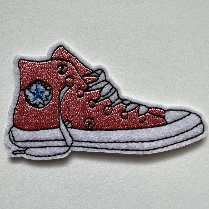 Retro Converse Style Iron-on Patch – Red, Pink, Yellow Sneaker ...