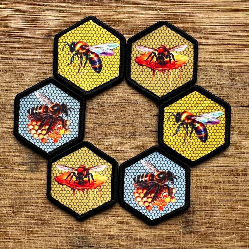 Honeycomb Patch 2” Hex Bee Iron-on – Beekeeper Gift, Pollinator Badge ...