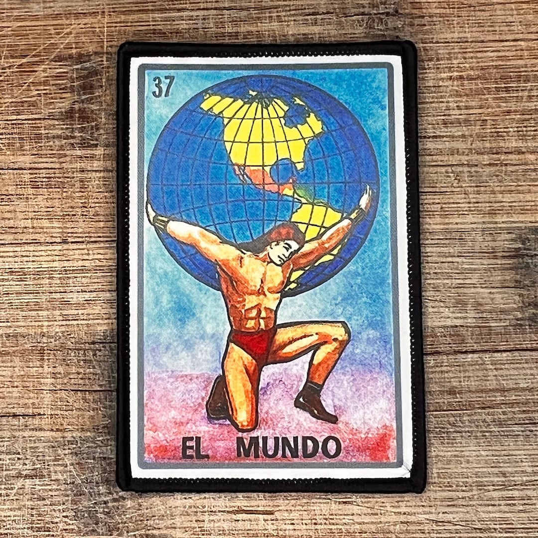 El Mundo Lotería Card Patch - 3.5x2.5 Inch Iron-on Patch, Atlas World ...