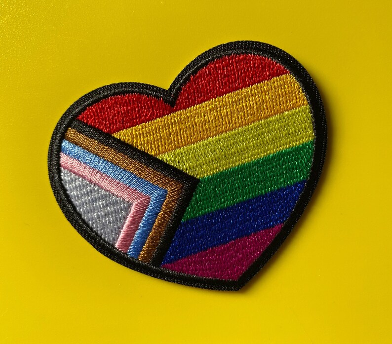 Pride Flag Rainbow LGBTQIA Embroidered Iron on Heart Patch or - Etsy