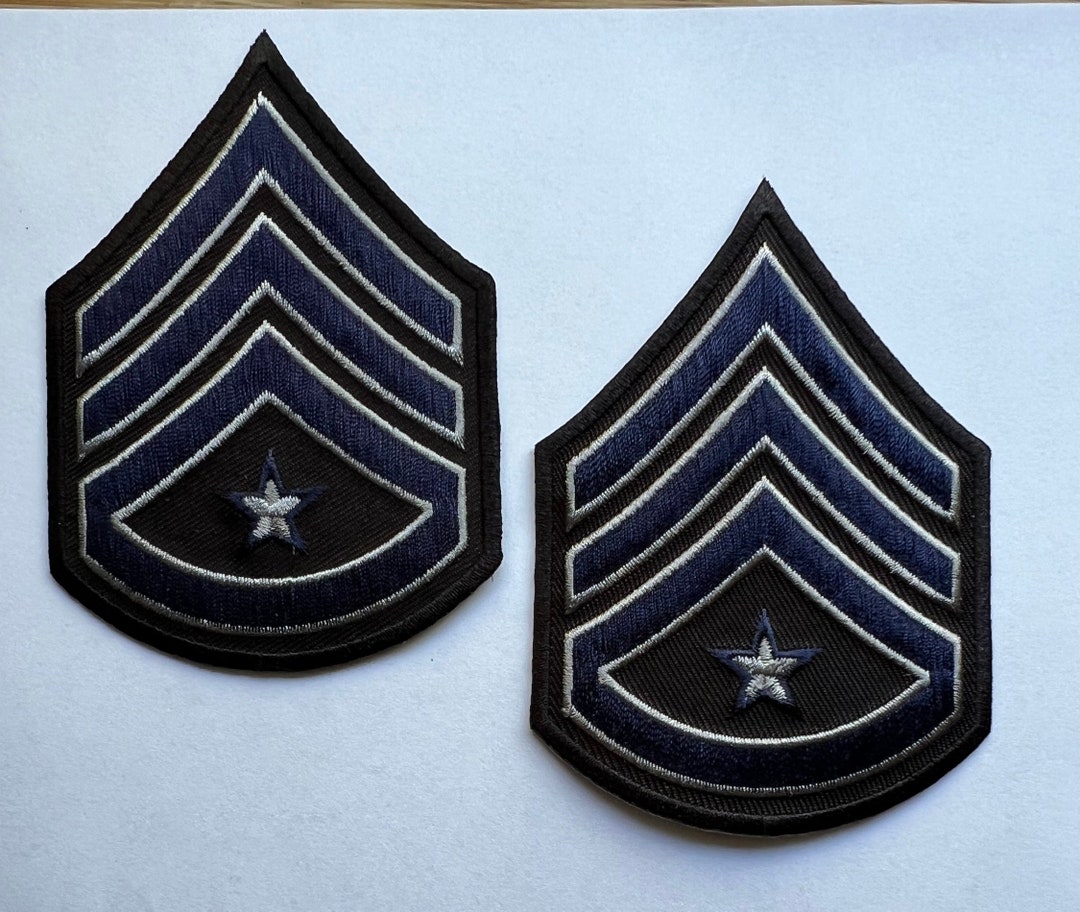 Military Police Security Sergeant Stripes Black Blue Gray 2-piece Set 4 ...