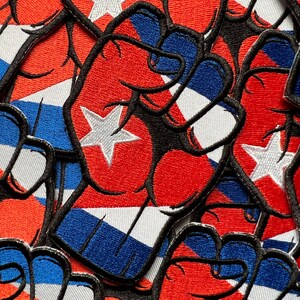 Cuban Flag Fist Patch 4x2.75 Iron on Embroidered Patch for Jackets ...