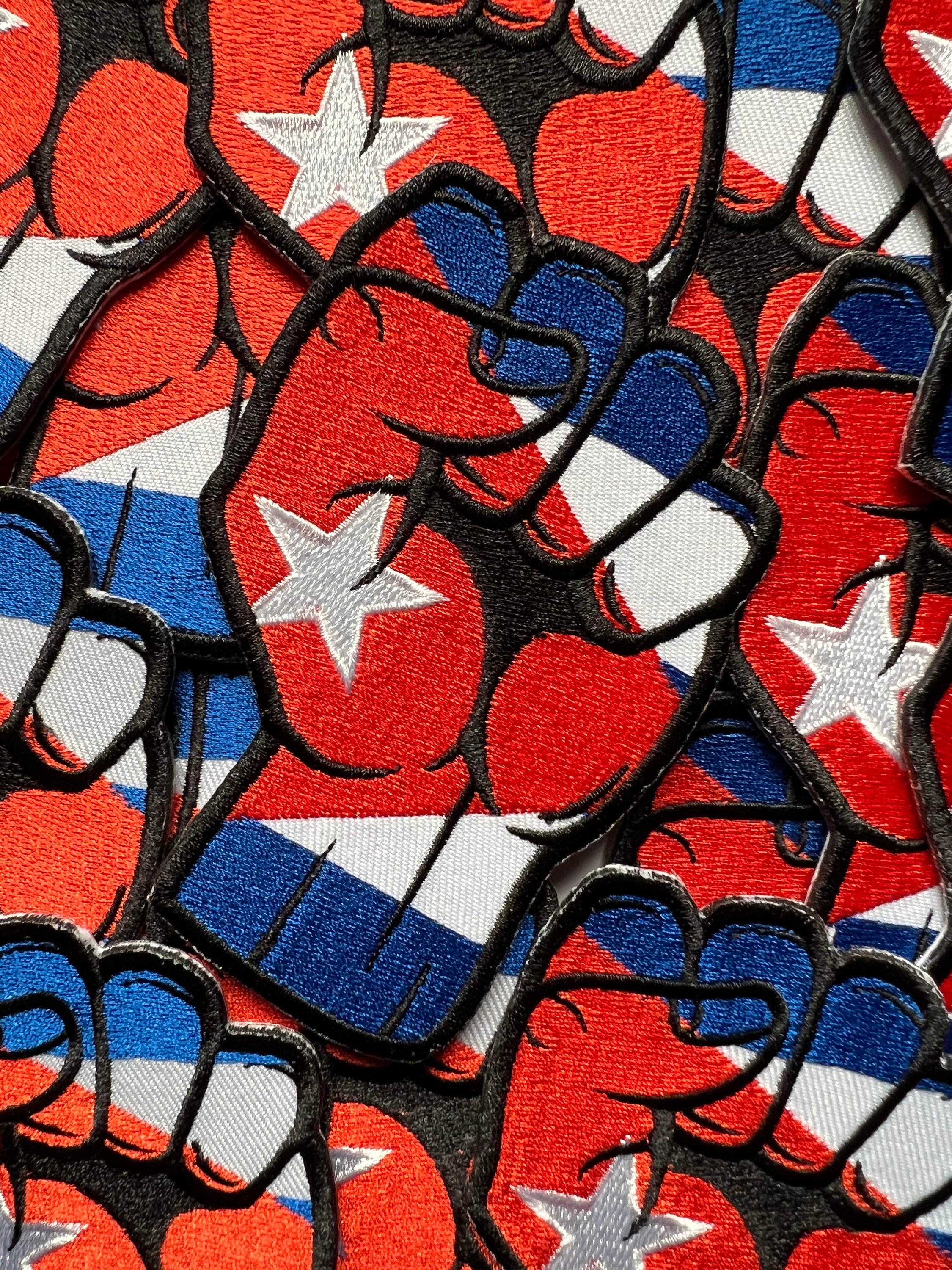 Cuban Flag Fist Patch 4x2.75 Iron on Embroidered Patch for Jackets ...