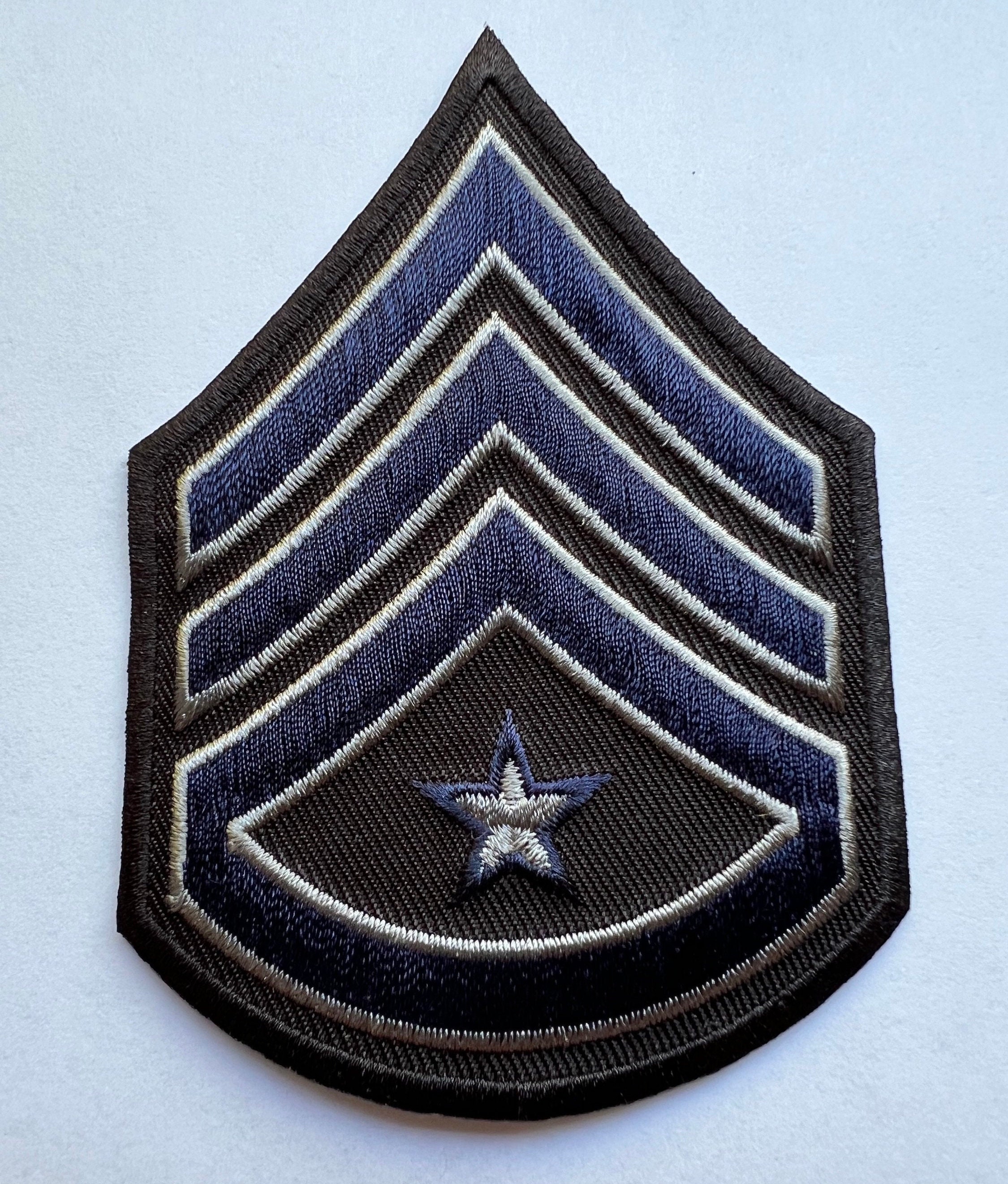 Sergeant Rank Patches – Military Police Security Stripes in Black, Blue ...