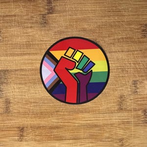 Trans Pride Pride Sticker + Iron on Patch Set, Progress Pride Fist ...