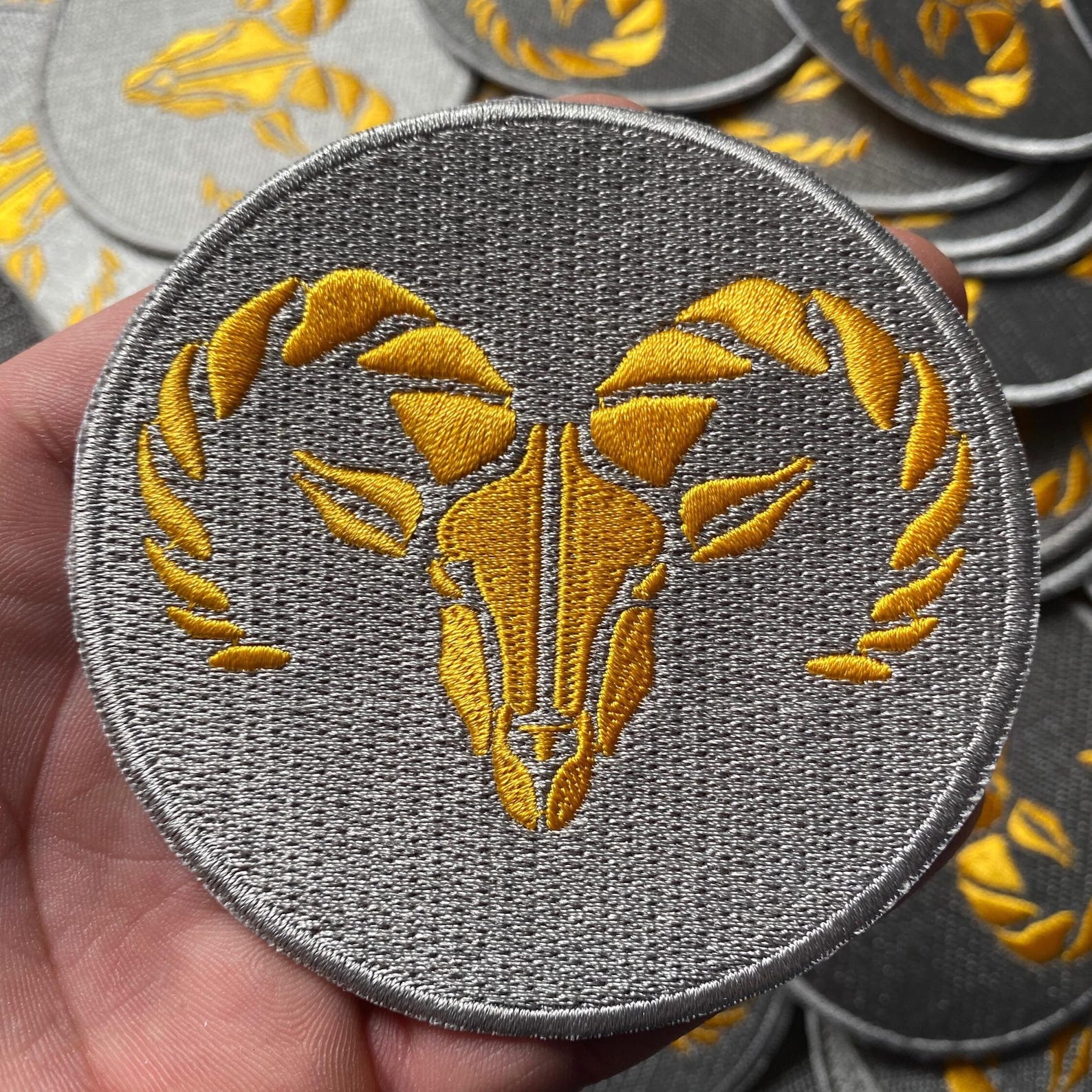 Aries Patch Iron on – 3.5in Embroidered Astrology Patch, Laurel Wreath ...