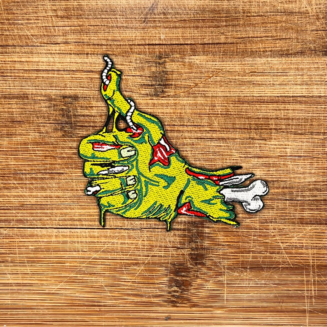 Zombie Hand Thumbs up Iron-on Patch – Gothic Embroidered Appliqué for ...