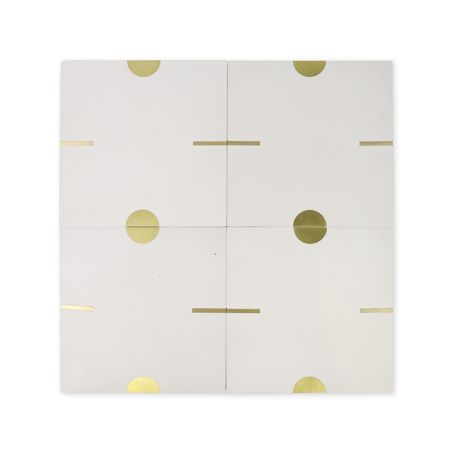 Stamp White Cement Tile With Brass Inlay - Etsy