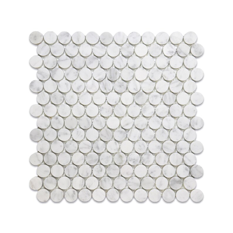 Penny Round 1" Bianco Carrara Marble Honed Mosaic Tile - Sample - Etsy