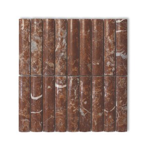 Fluted Rojo Alicante Marble Polished Mosaic Tile - Sample - Etsy