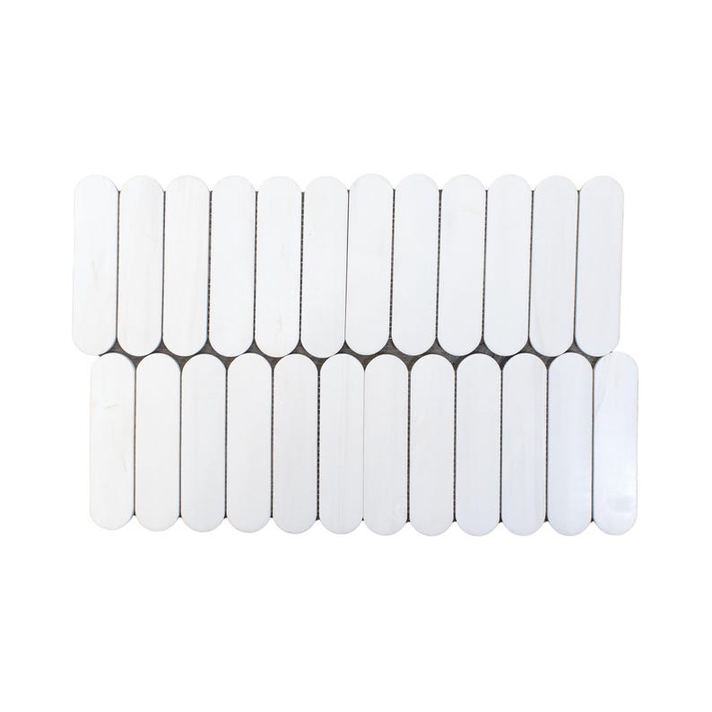 Pill Shape Bianco Dolomite Marble Polished Mosaic Tile - Sample - Etsy