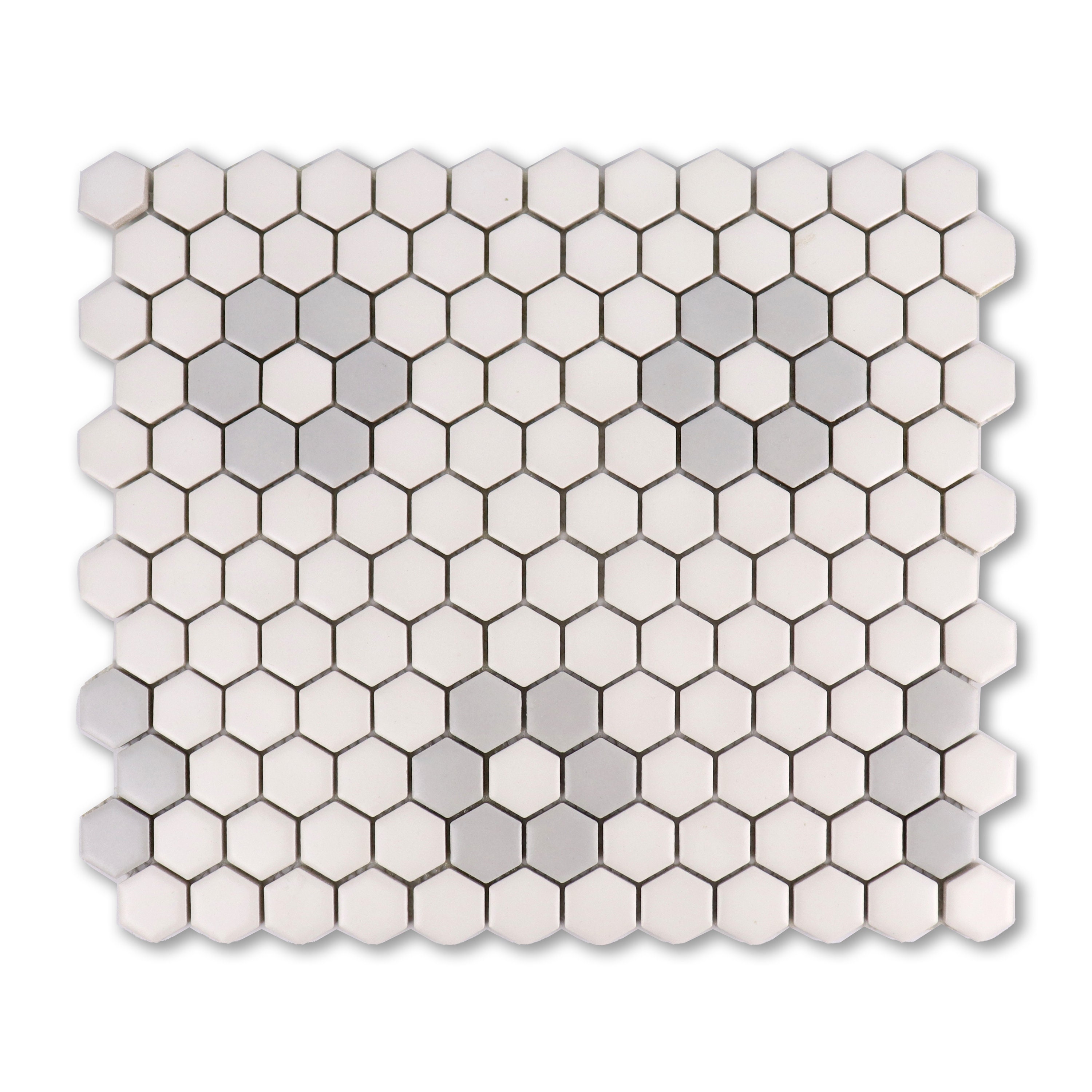 Hexagon Tile Flower Pattern Hex Matte White With Black Flower