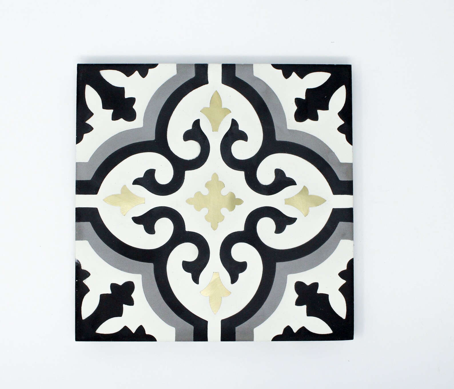 Cadiz Cement Tile With Brass Inlay - Etsy