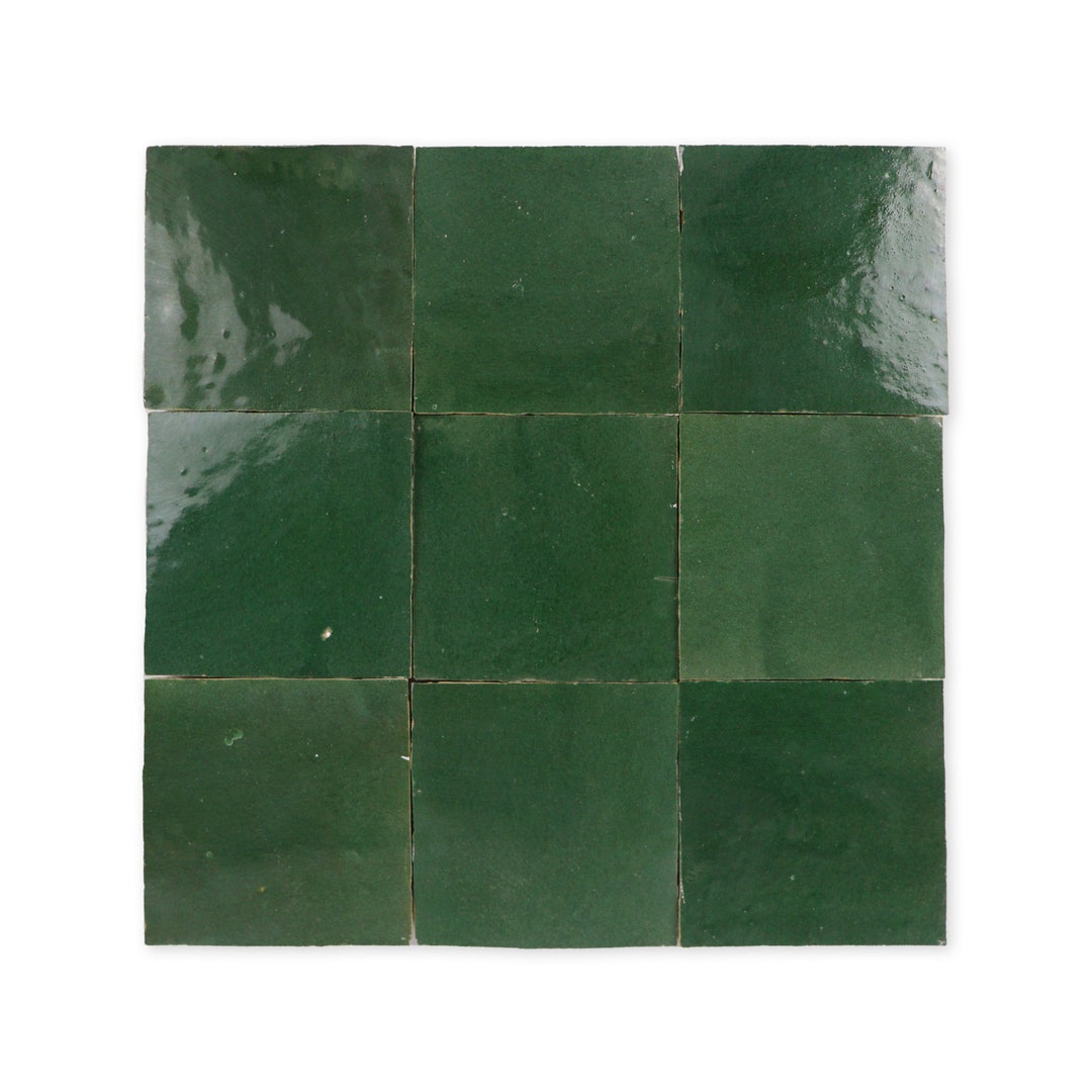 Handmade Moroccan Zellige 4x4 Emerald Green Terracotta Tile - Sample - Etsy