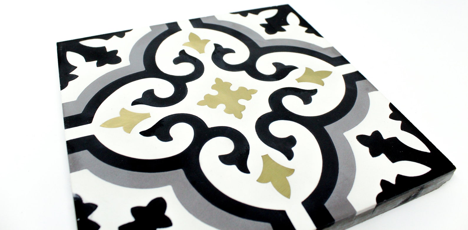 Cadiz Cement Tile With Brass Inlay - Etsy