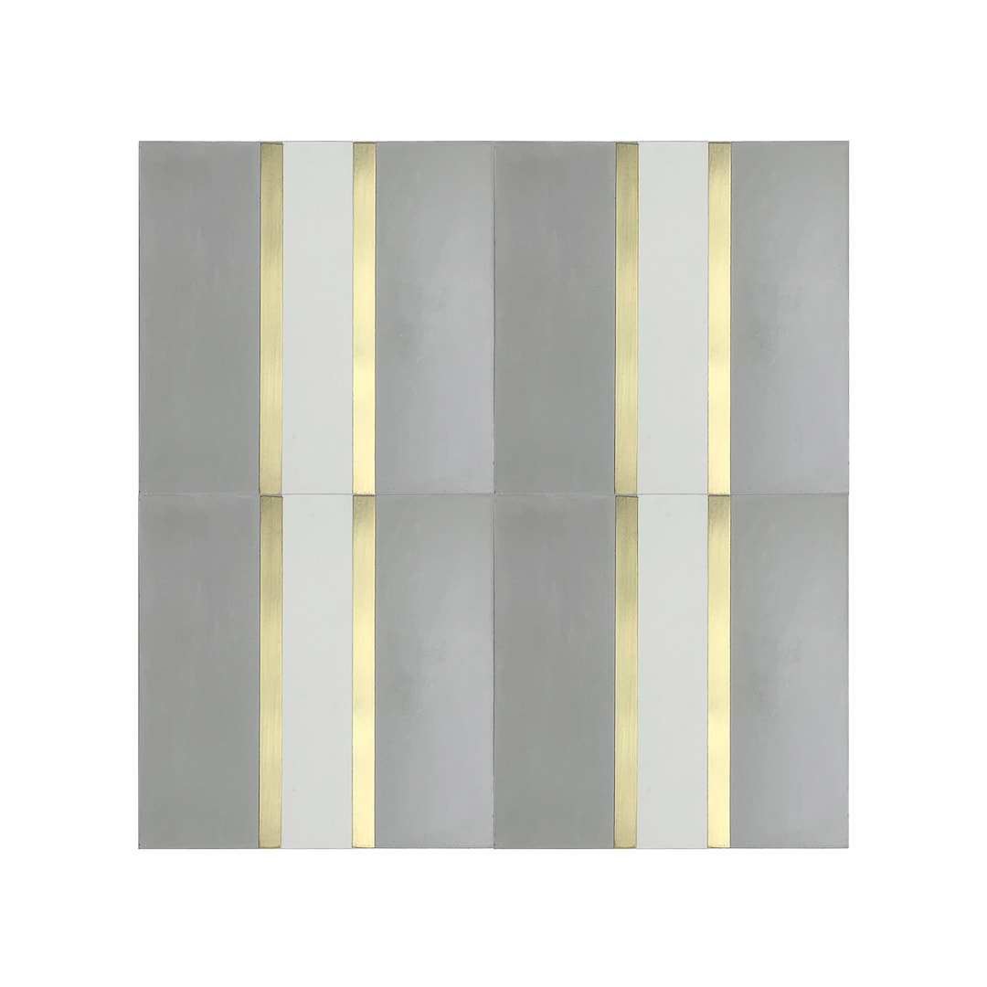Stripe® Grey Cement Tile With Brass Inlay - Sample - Etsy