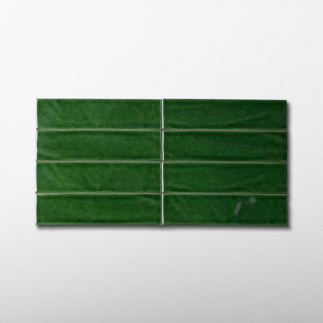 Handmade 2x8 Emerald Green Glossy Undulated Subway Tile - Sample - Etsy