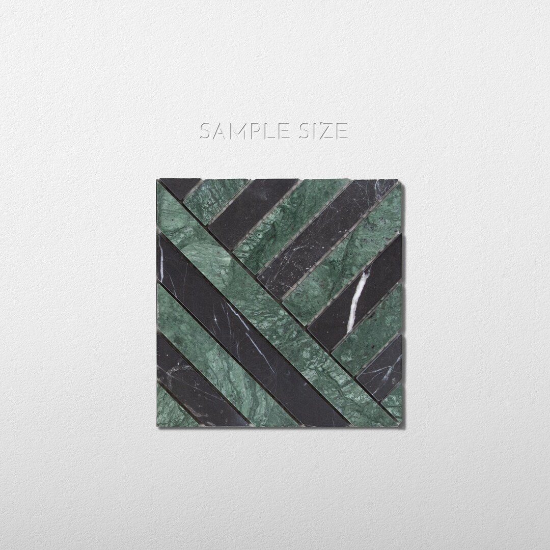 Horizon Verde Alpi and Nero Marquina Marble Polished Mosaic Tile ...