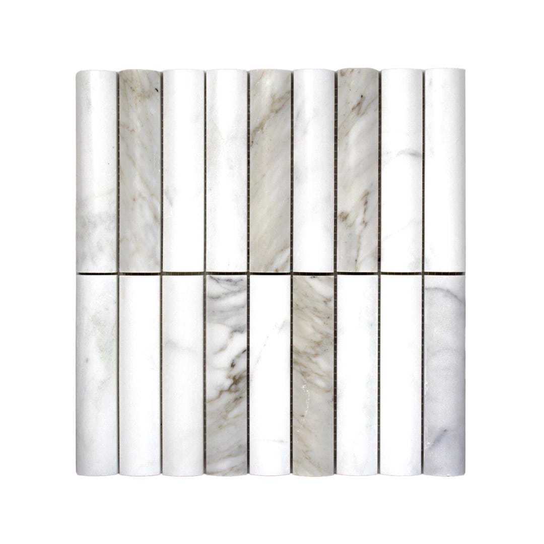 Fluted Calacata Gold Marble Polished Mosaic Tile - Sample - Etsy