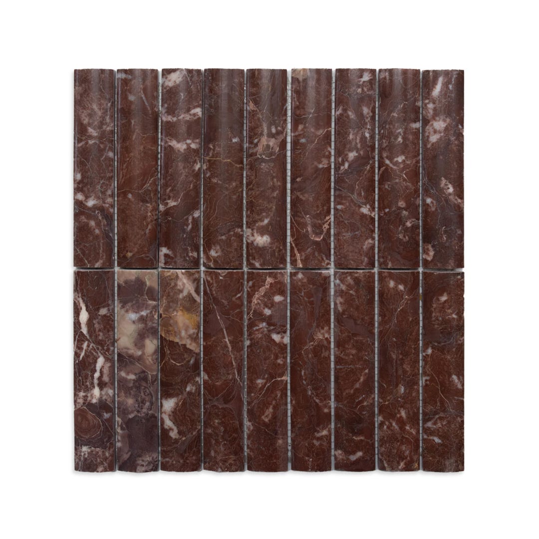 Fluted Red Ravel Marble Polished Mosaic Tile - Sample - Etsy