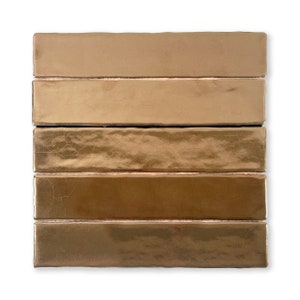 Handmade 2x10 Gold Glossy Undulated Subway Tile - Sample - Etsy