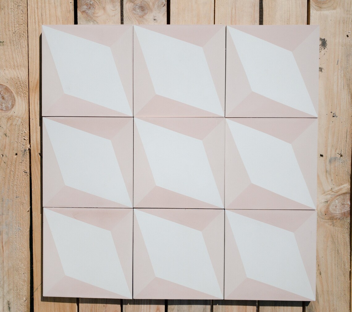 Grande Cubes Pink Cement Tile - Etsy