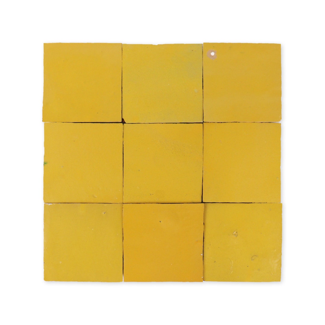 Handmade Moroccan Zellige 4x4 Citron Yellow Terracotta Tile - Sample - Etsy