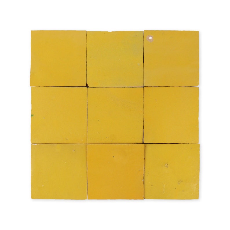 Handmade Moroccan Zellige 4x4 Citron Yellow Terracotta Tile - Etsy