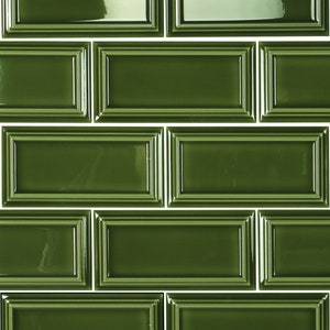 Victorian Olive Green Ceramic Tile 5.25x2.5 - Sample - Etsy