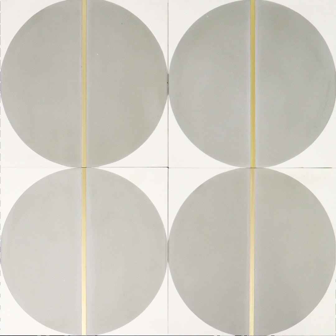 Half Moon® Grey Cement Tile With Brass Inlay - Sample - Etsy