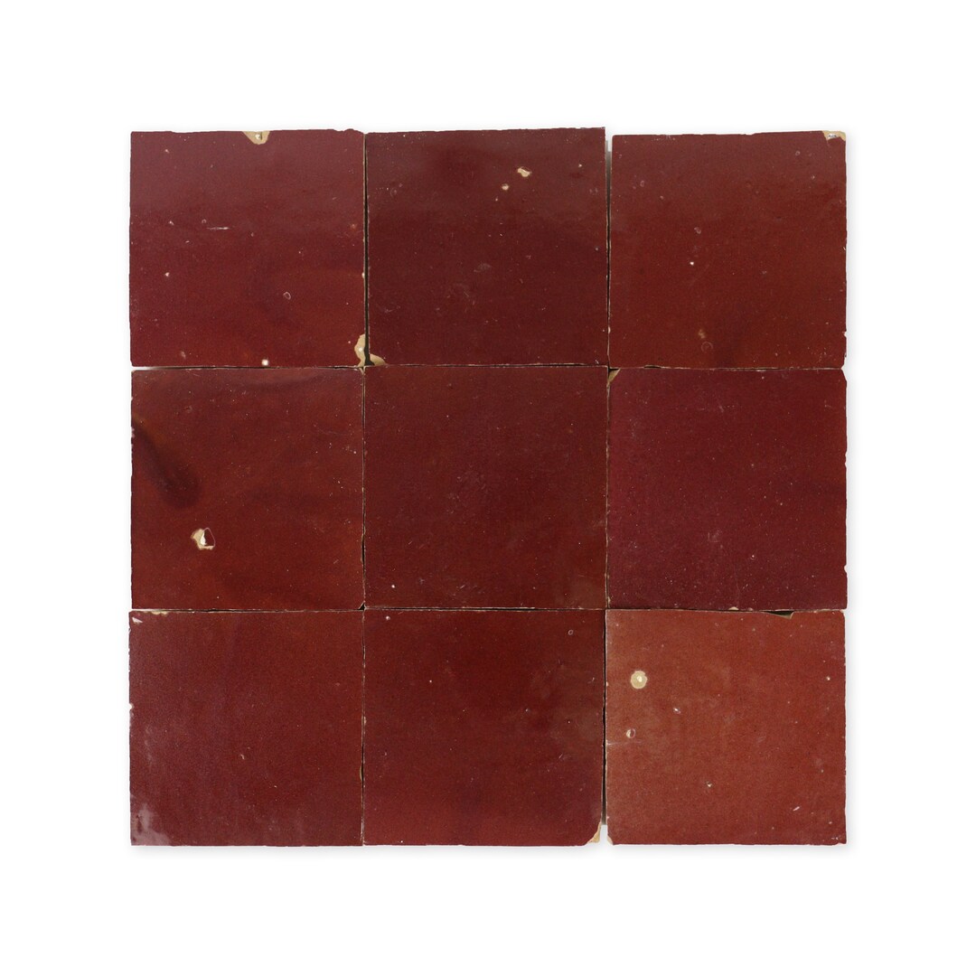 Handmade Moroccan Zellige 4x4 Cabernet Red Terracotta Tile - Sample - Etsy