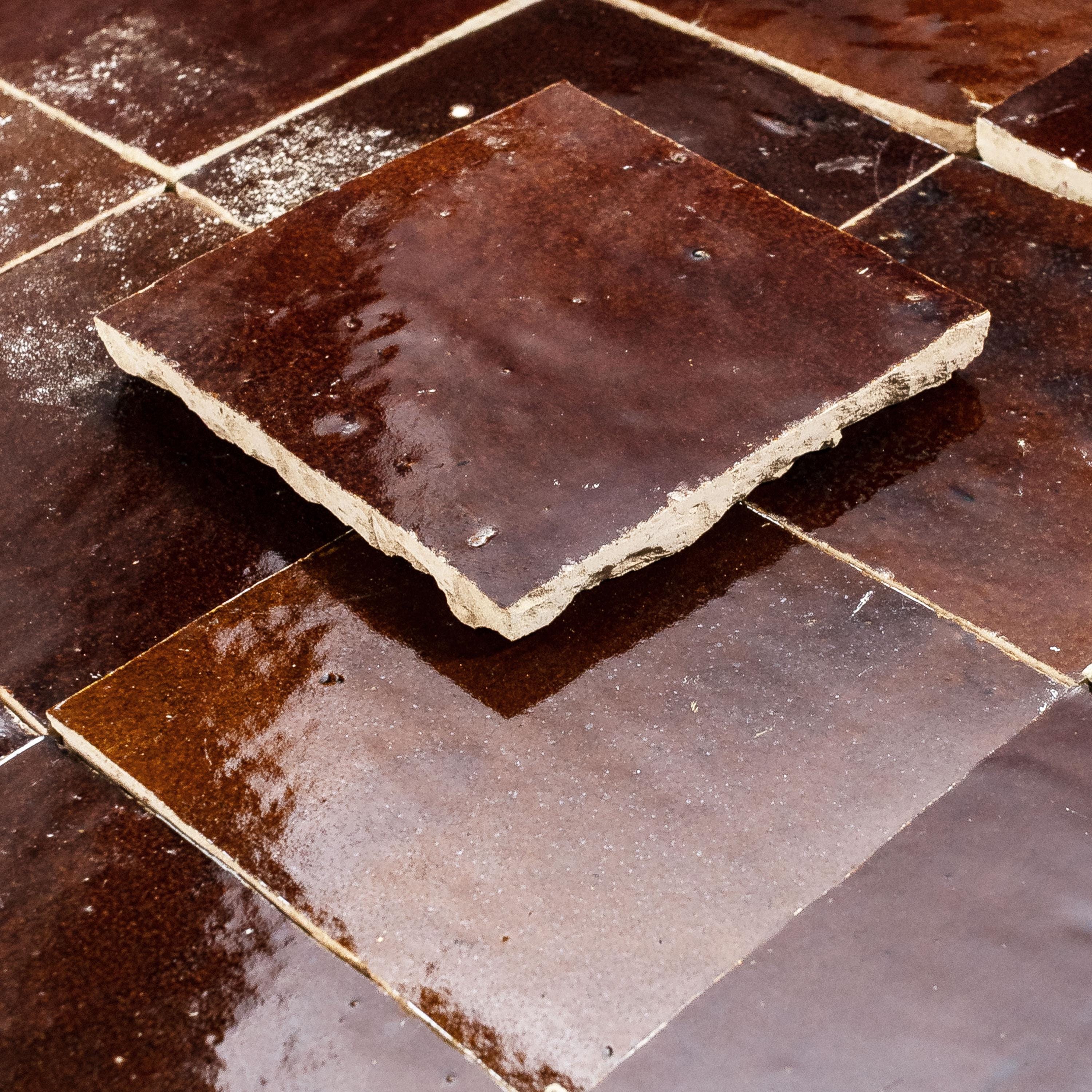 Handmade Moroccan Zellige 4x4 Chocolate Brown Terracotta Tile - Sample ...