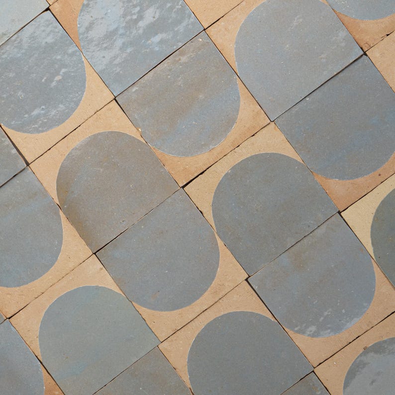 Chiseled 4x4 Half-moon Pewter Grey Zellige Tile - Sample - Etsy