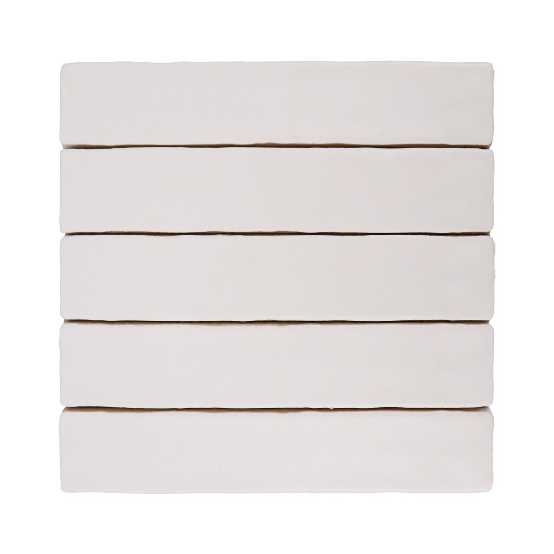 Handmade 2x10 Snow White Matte Undulated Subway Tile - Sample - Etsy