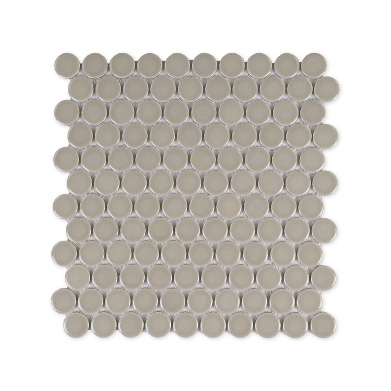 Latte Jumbo Glossy Penny Round Mosaic Tile - 14" X 14" - Box of 13.61 ...