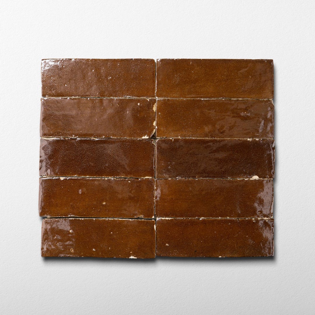 Handmade Moroccan Zellige 2x6 Chocolate Brown Bejmat Terracotta Tile ...