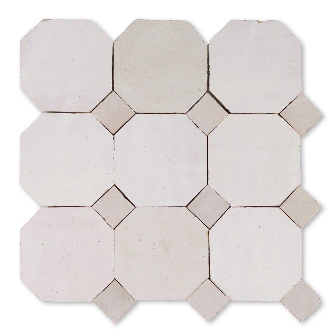 Moroccan Zellige off White Octagon Mosaic With Ecru Dots - 4x4 Sample - Etsy