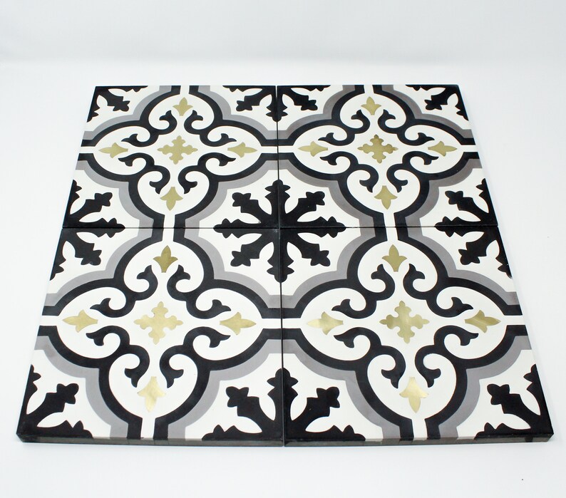 Cadiz Cement Tile With Brass Inlay - Etsy
