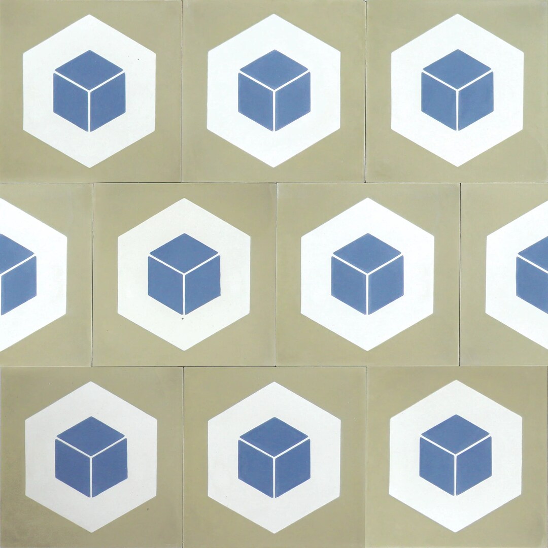 Optic Prism Green Cement Tile Sample - Etsy