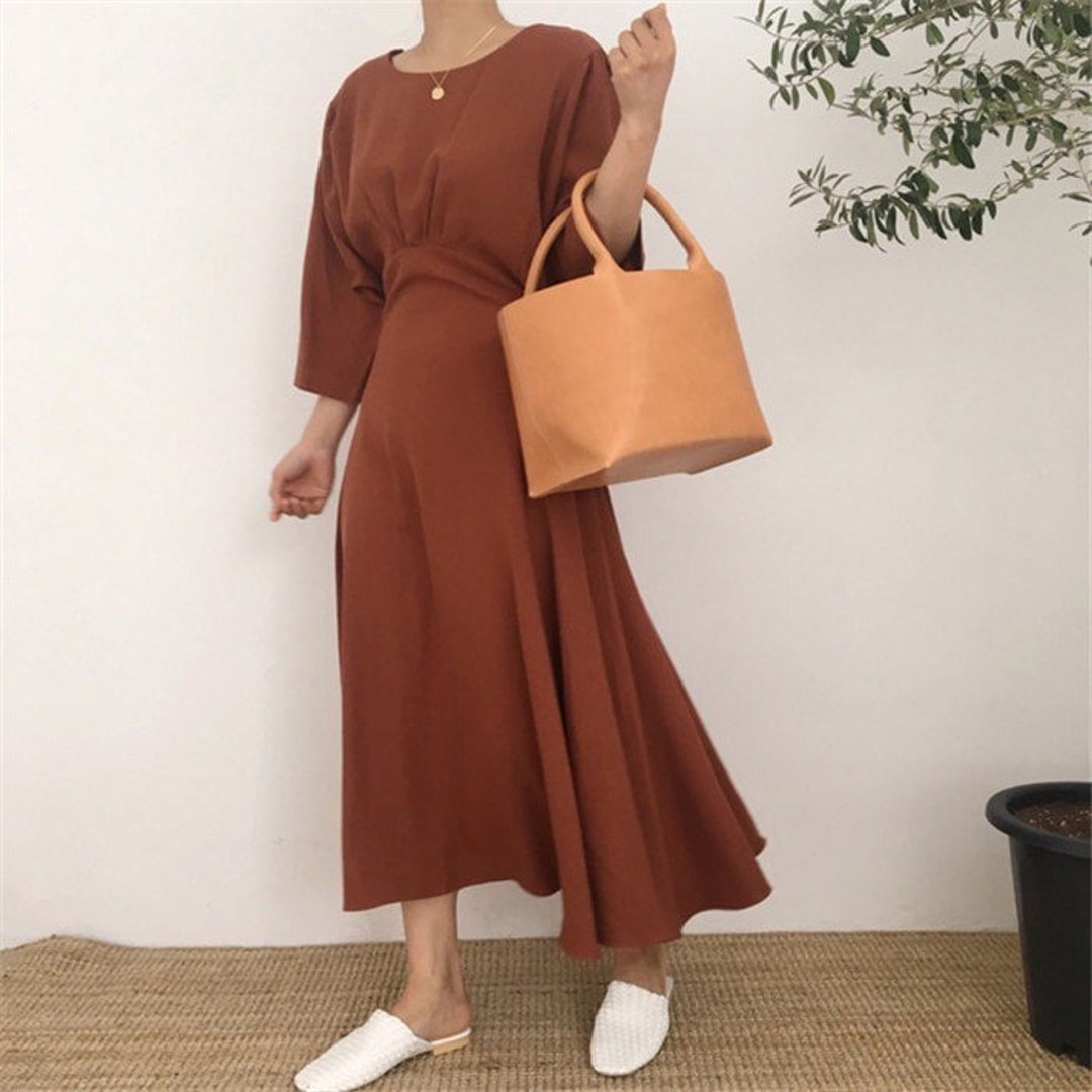 DUMA 2019 New Short Sleeve Loose Empire Ruffles Solid Summer Hot Long ...