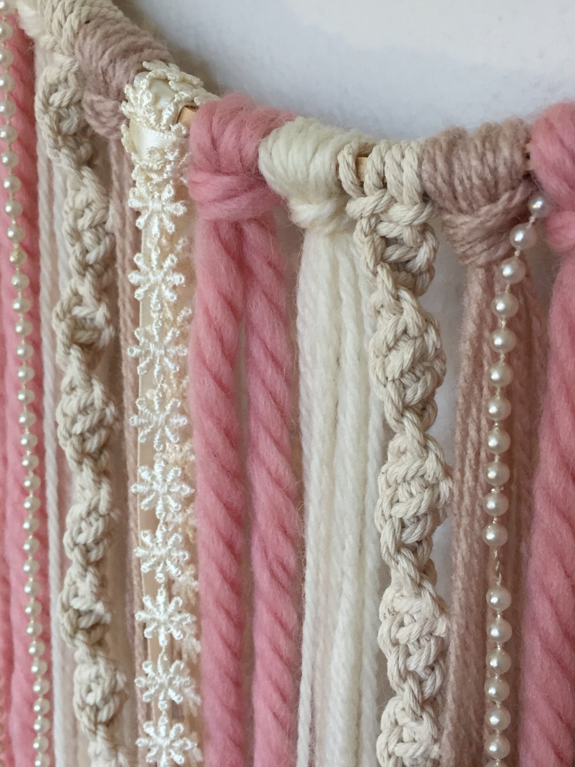 Dusty Pink OR Natural White Hoop Wall Hanging With Tassles - Etsy