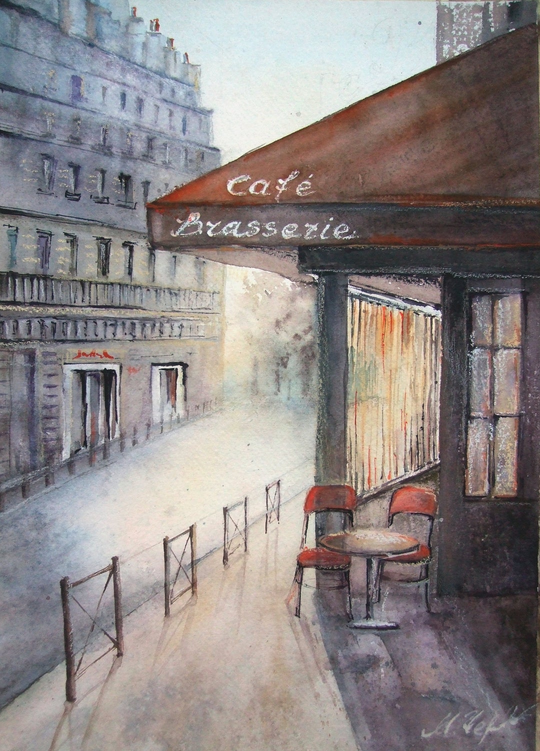 Paris Theme Original Watercolor Painting,france Wall Art,paris Cafe ...
