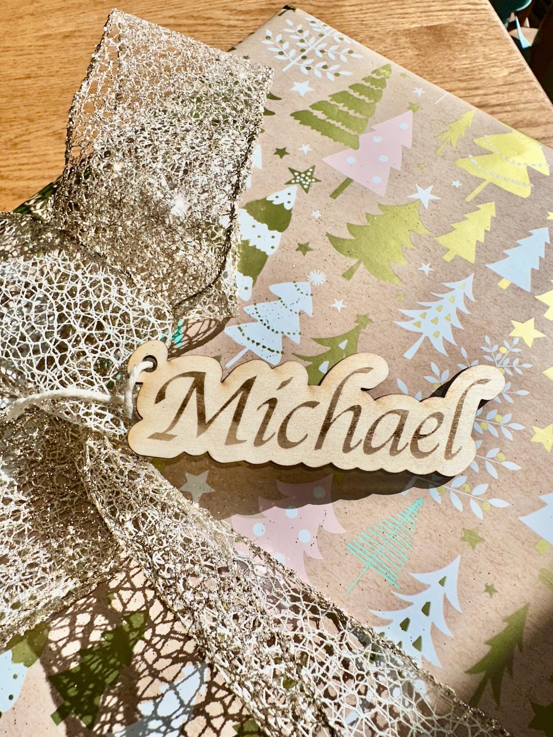 Custom Wooden Name Tag, Laser Cut Gift Tag, Personalized Ornament ...