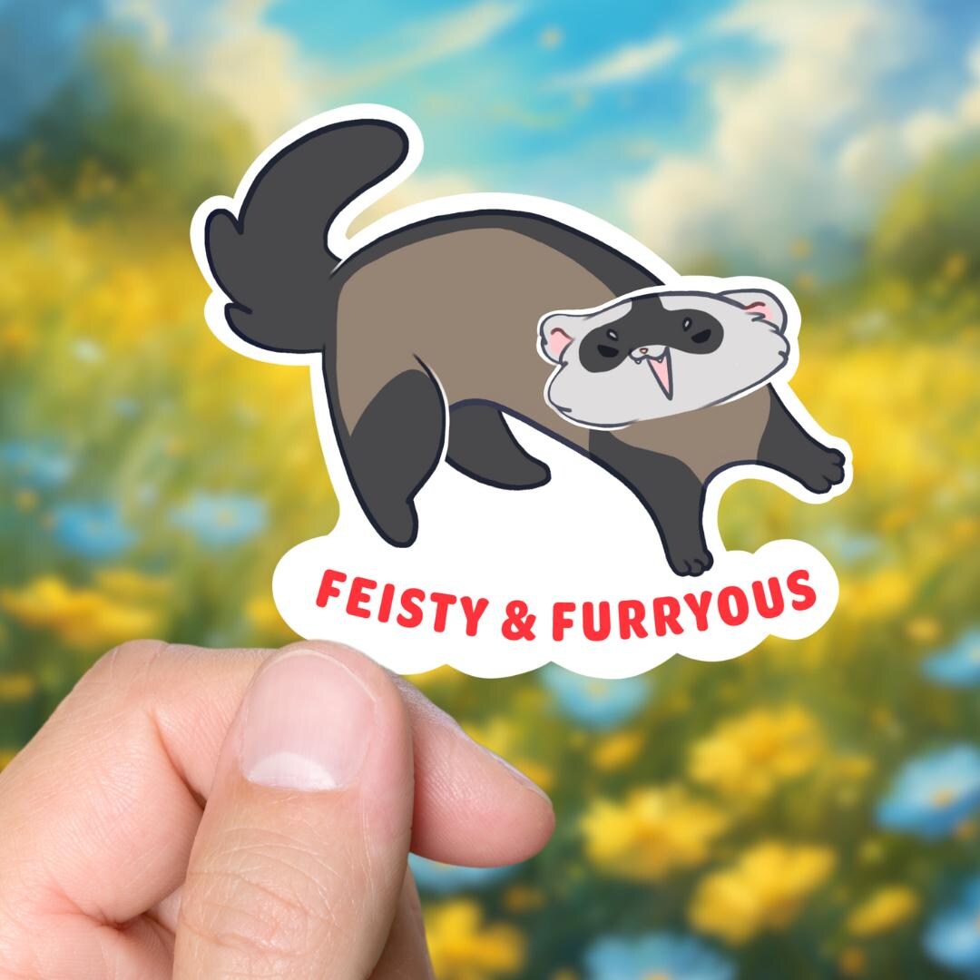 Feisty & Furryous, Cute Animal Sticker, Kawaii Sticker Decor, Unique ...